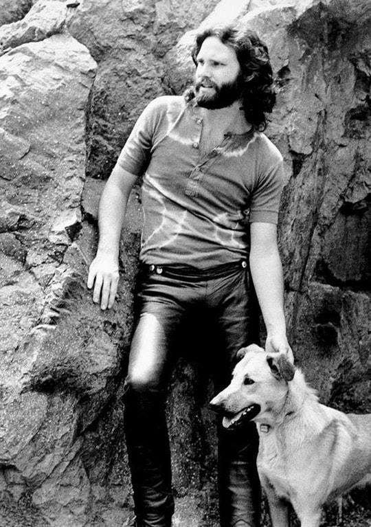 Jim Morrison with his beloved dog Sage, 1969.