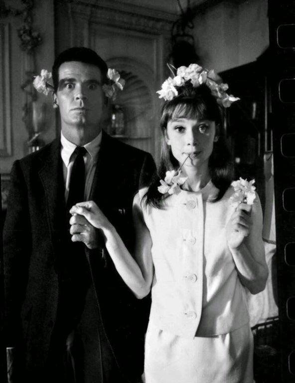 James Garner and Audrey Hepburn on the set of "The Children's Hour," 1961.