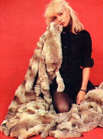 Debbie Harry (aka: Blondie) and a fur coat back in the day.